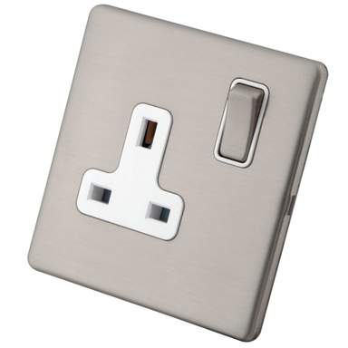 M2 Decorative Screwless 13A DP 1 Gang Switched Socket White Insert ...