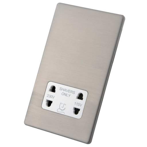 M2 Decorative Screwless Dual Voltage Shaver Socket White Insert Brushed ...