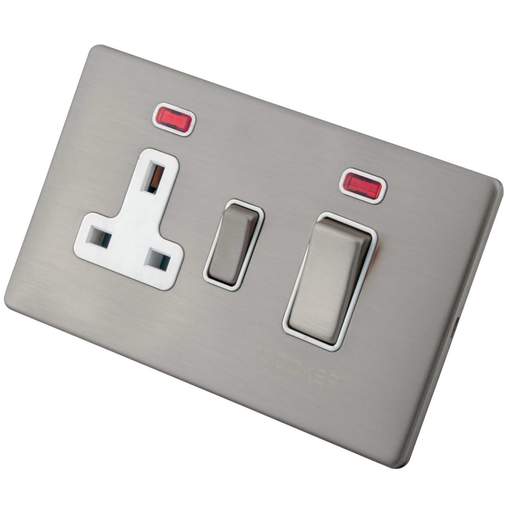 M2 Decorative Screwless 45A Cooker Control Unit with Neon White Insert ...