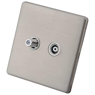 M2 Decorative Screwless 1 Gang Satellite and Coaxial Socket White ...