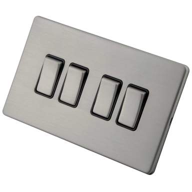 M2 Decorative Screwless 10A 4 Gang 2 Way Light Switch Black Insert ...