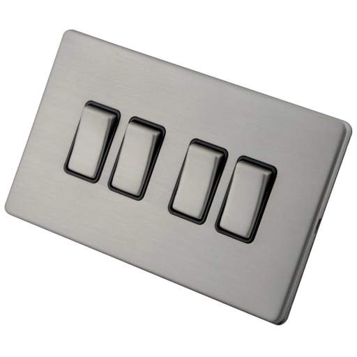 M2 Decorative Screwless 10A 4 Gang 2 Way Light Switch Black Insert ...