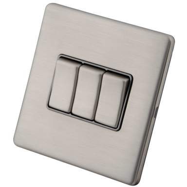 M2 Decorative Screwless 10A 3 Gang 2 Way Light Switch Grey Insert ...