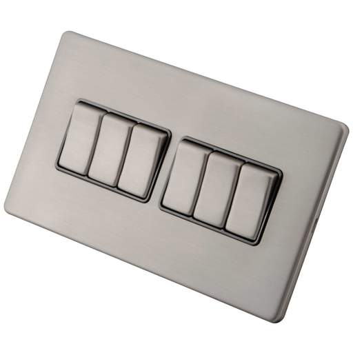 M2 Decorative Screwless 10A 6 Gang 2 Way Light Switch Grey Insert ...