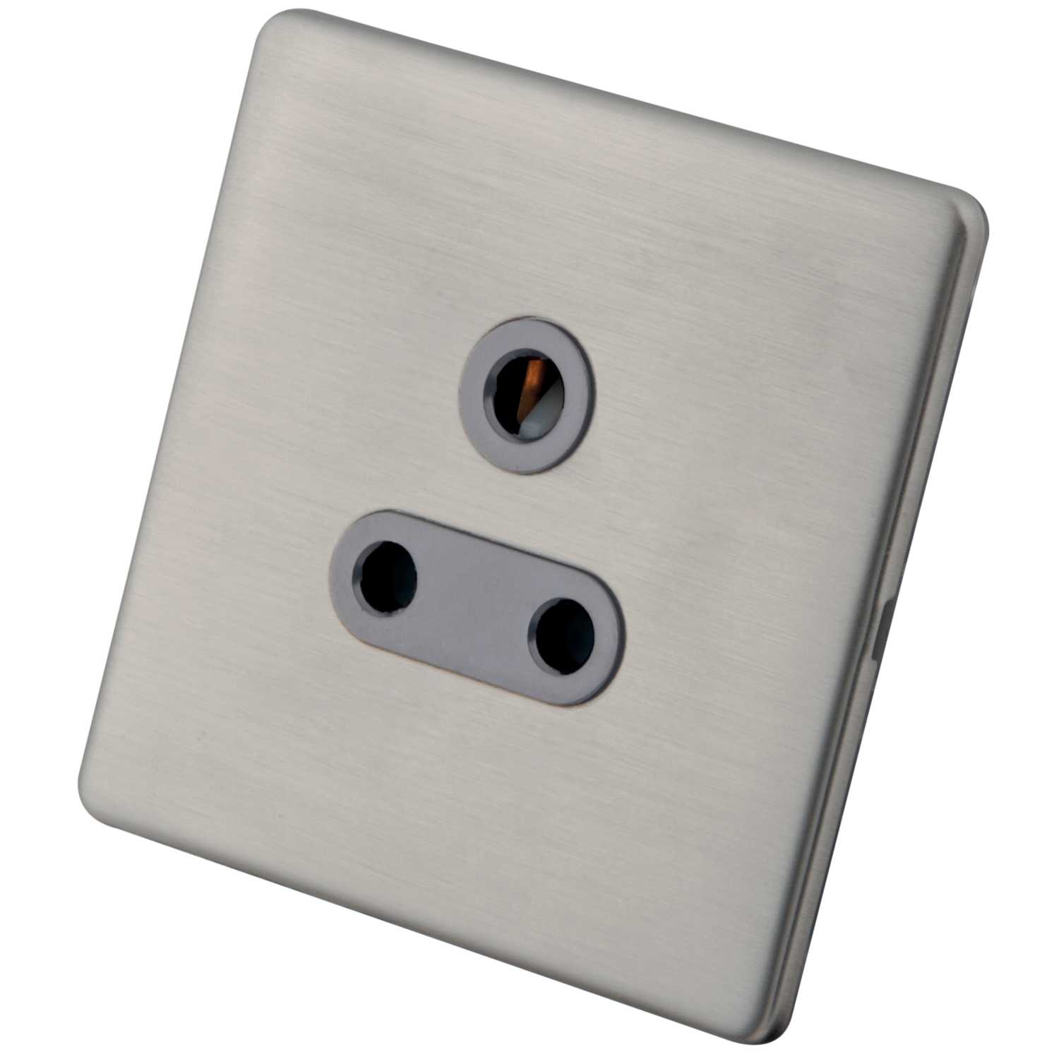 M2 Decorative Screwless 5A 1 Gang Switched Socket Grey Insert Brushed ...