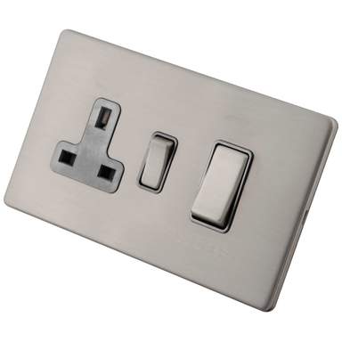 M2 Decorative Screwless 45A Cooker Control Unit Grey Insert Brushed ...