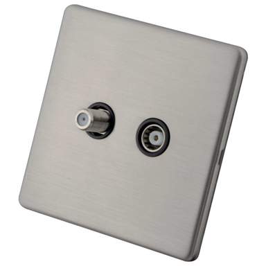 M2 Decorative Screwless 1 Gang Satellite and Coaxial Socket Grey Insert ...