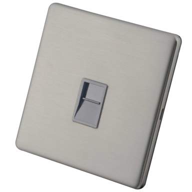 M2 Decorative Screwless 1 Gang RJ11 Outlet Grey Insert Brushed ...