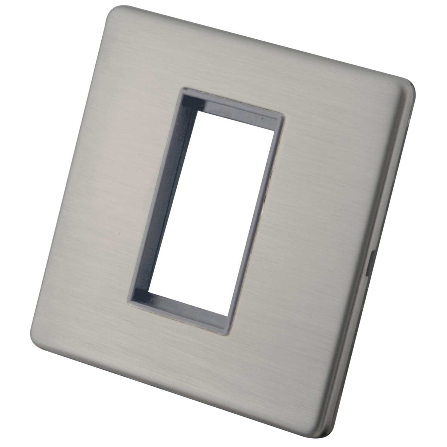 M2 Decorative Screwless 1 Gang 1 Module Media Plate Grey Insert Brushed ...