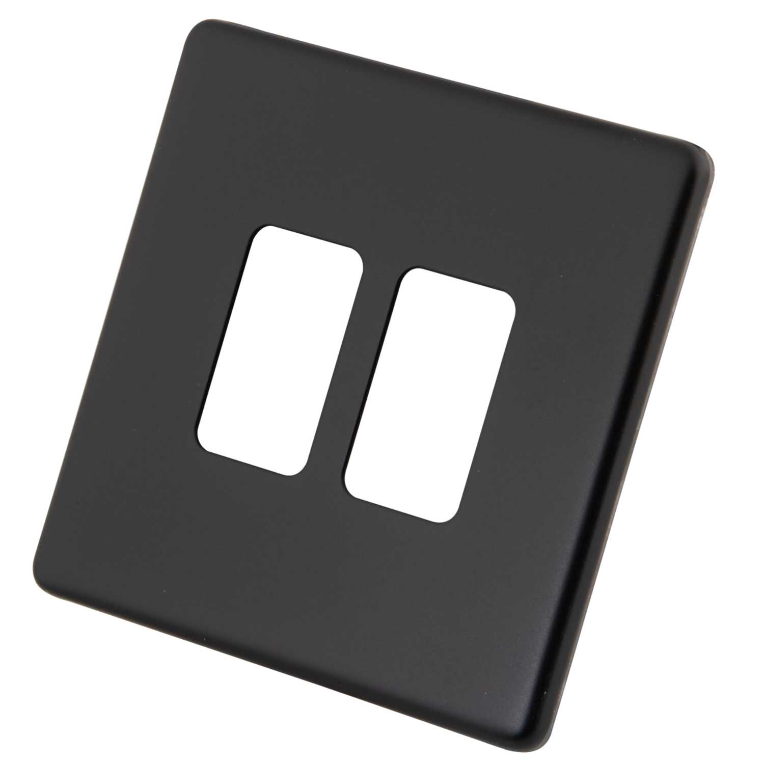 M2 Decorative Screwless 2 Gang Grid Front Plate Painted Matt Black ...