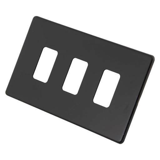 M2 Decorative Screwless 3 Gang Grid Front Plate Painted Matt Black ...