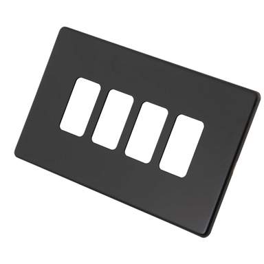M2 Decorative Screwless 4 Gang Grid Front Plate Painted Matt Black ...