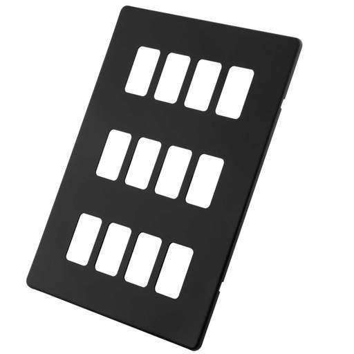 M2 Decorative Screwless 12 Gang Grid Front Plate Painted Matt Black ...