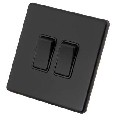 M2 Decorative Screwless 10A 2 Gang 2 Way Light Switch Black Insert ...