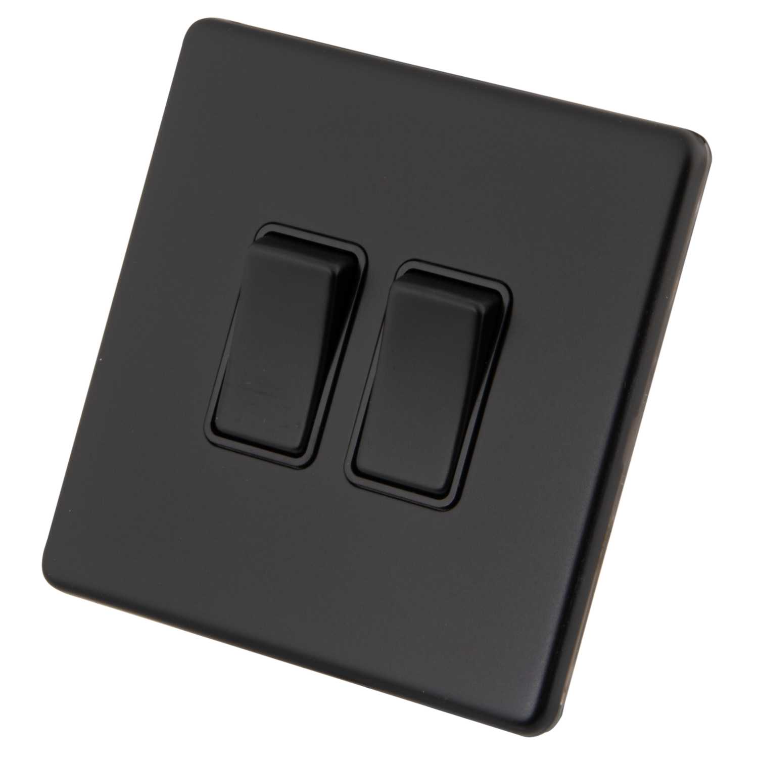 M2 Decorative Screwless 10A 2 Gang 2 Way Light Switch Black Insert ...