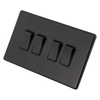 M2 Decorative Screwless 10AX 4 Gang 2 Way Light Switch Black Insert ...