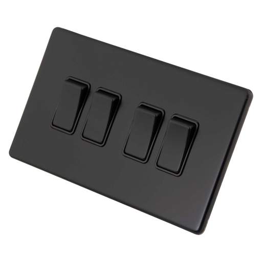 M2 Decorative Screwless 10AX 4 Gang 2 Way Light Switch Black Insert ...