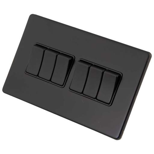 M2 Decorative Screwless 10AX 6 Gang 2 Way Light Switch Black Insert ...