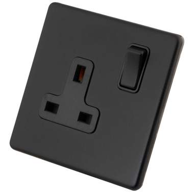 M2 Decorative Screwless 13A 1 Gang DP Switched Socket Black Insert ...