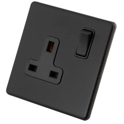 M2 Decorative Screwless 13A 1 Gang DP Switched Socket Black Insert ...