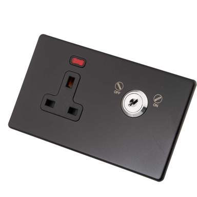 M2 Decorative Screwless 13A DP Key Lockable Socket Black Insert Painted ...