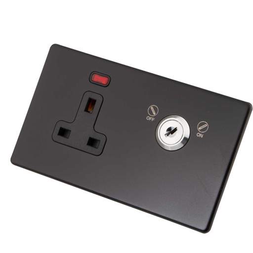 M2 Decorative Screwless 13A DP Key Lockable Socket Black Insert Painted ...
