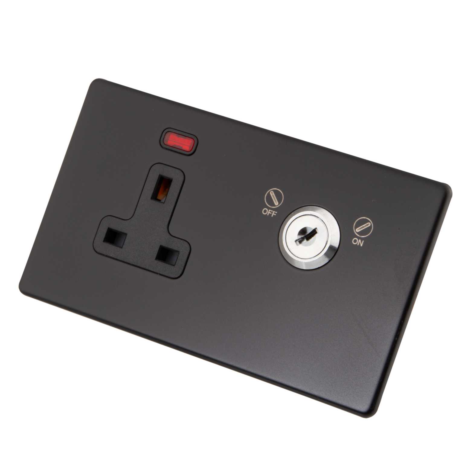 M2 Decorative Screwless 13A DP Key Lockable Socket Black Insert Painted ...