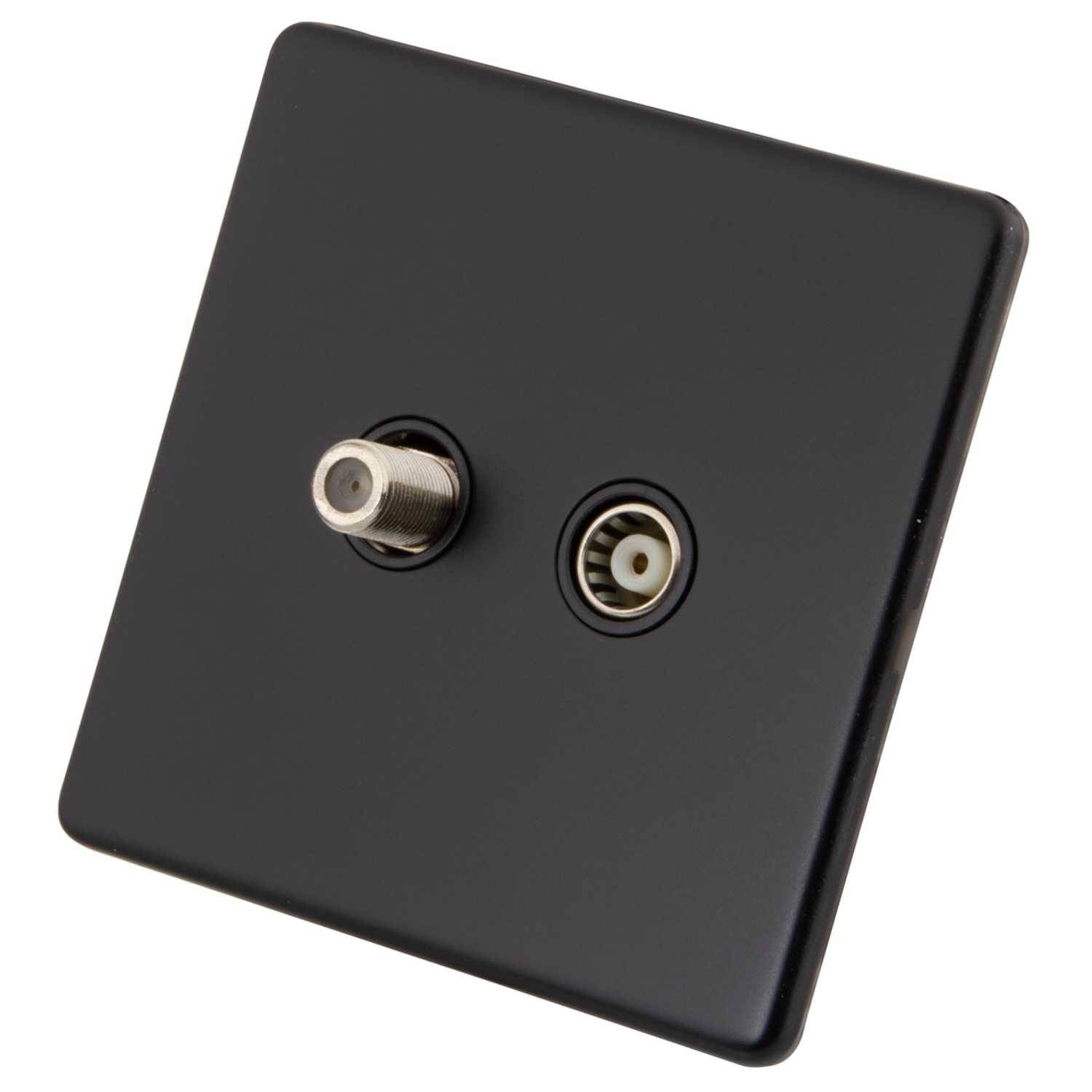 M2 Decorative Screwless 1 Gang Satellite and Coaxial Socket Black ...