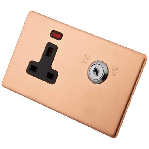 M2 Decorative Screwless 13A DP Key Lockable Socket Black Insert Copper ...