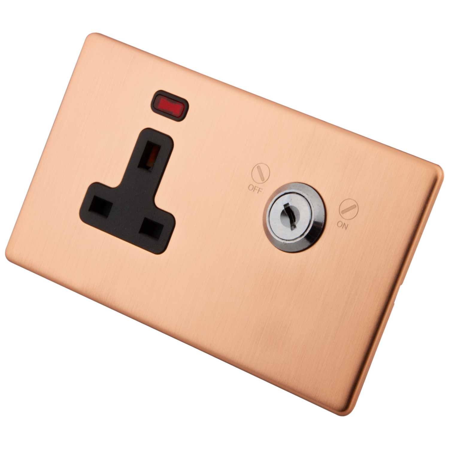 M2 Decorative Screwless 13A DP Key Lockable Socket Black Insert Copper ...