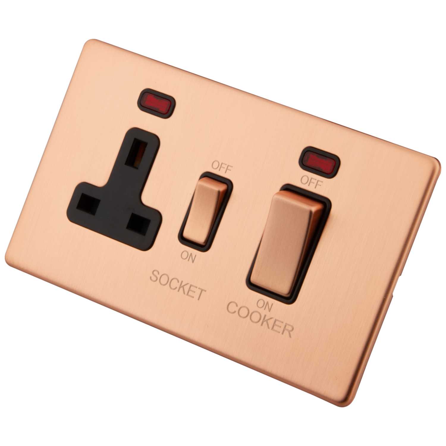 M2 Decorative Screwless 45A Cooker Control Unit with Neon Black Insert ...