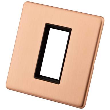 M2 Decorative Screwless 1 Gang 1 Module Media Plate Black Insert Copper ...