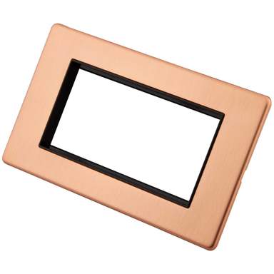 M2 Decorative Screwless 2 Gang 4 Module Media Plate Black Insert Copper ...