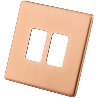 M2 Decorative Screwless 2 Gang Grid Front Plate Copper (6602-351) | CEF
