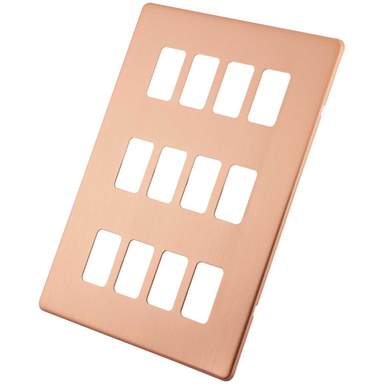 M2 Decorative Screwless 12 Gang Grid Front Plate Copper (6602-357) | CEF