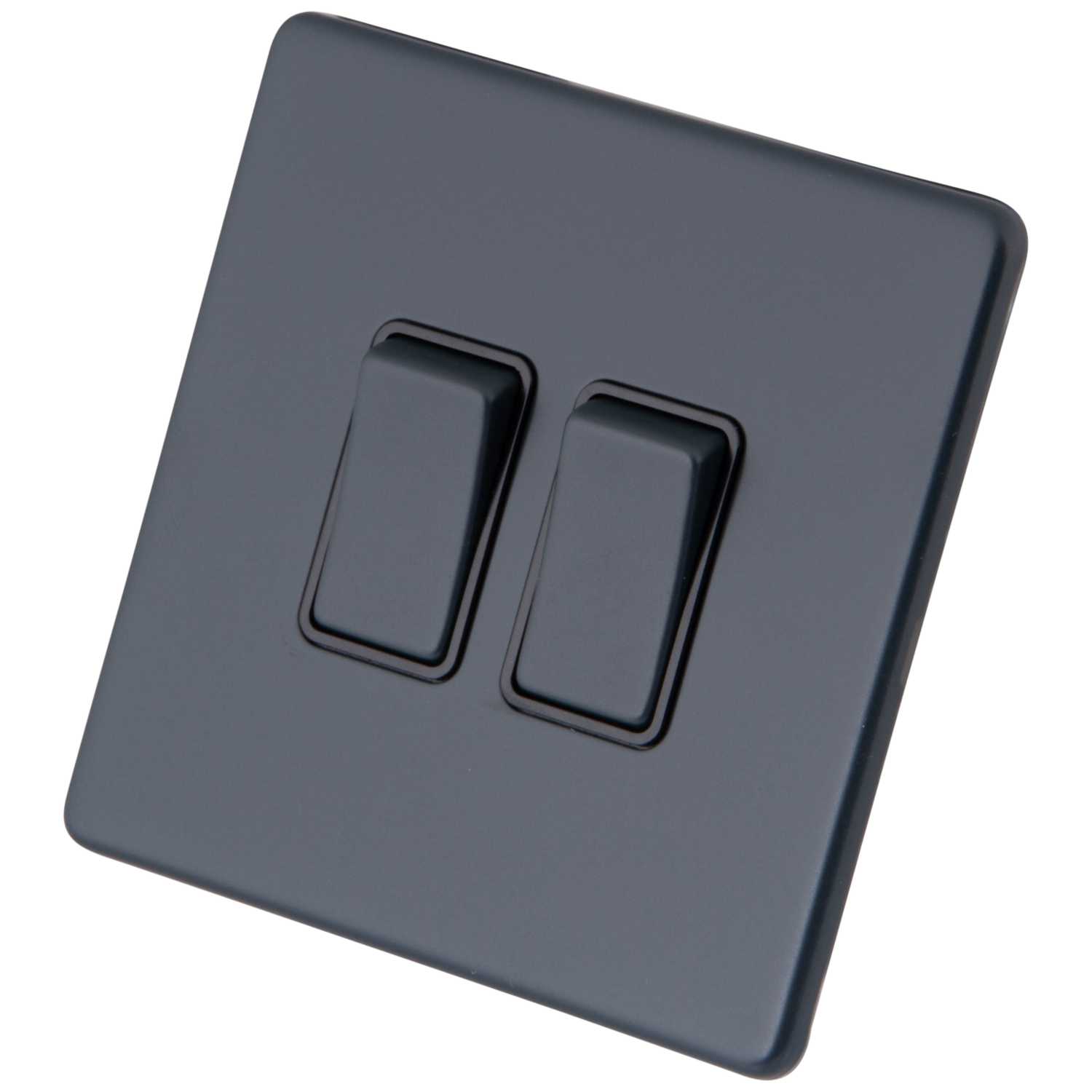 M2 Decorative Screwless 10AX 2 Gang 2 Way Light Switch Black Insert ...