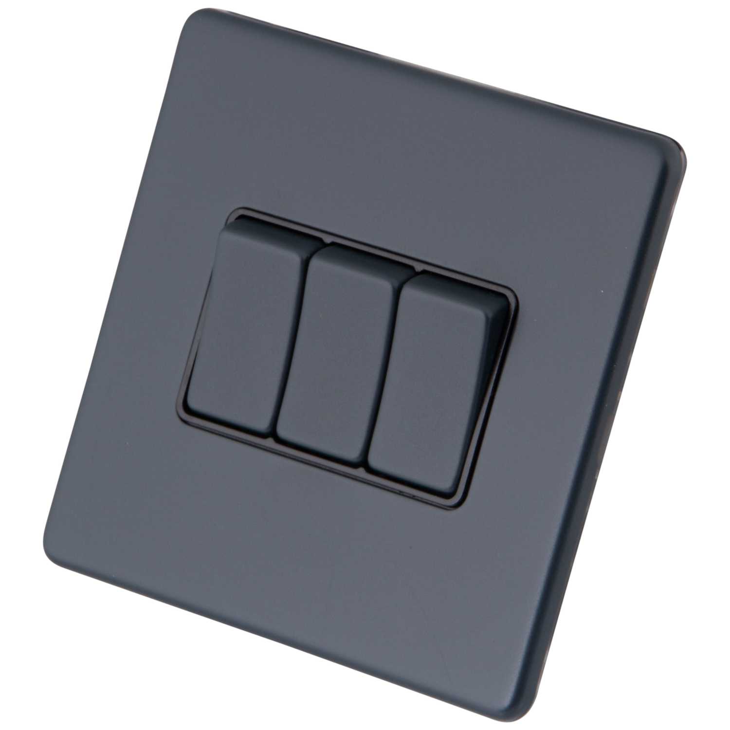 M2 Decorative Screwless 10AX 3 Gang 2 Way Light Switch Black Insert ...