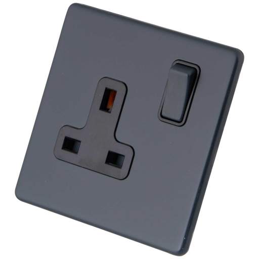 M2 Decorative Screwless 13A 1 Gang DP Switched Socket Black Insert ...