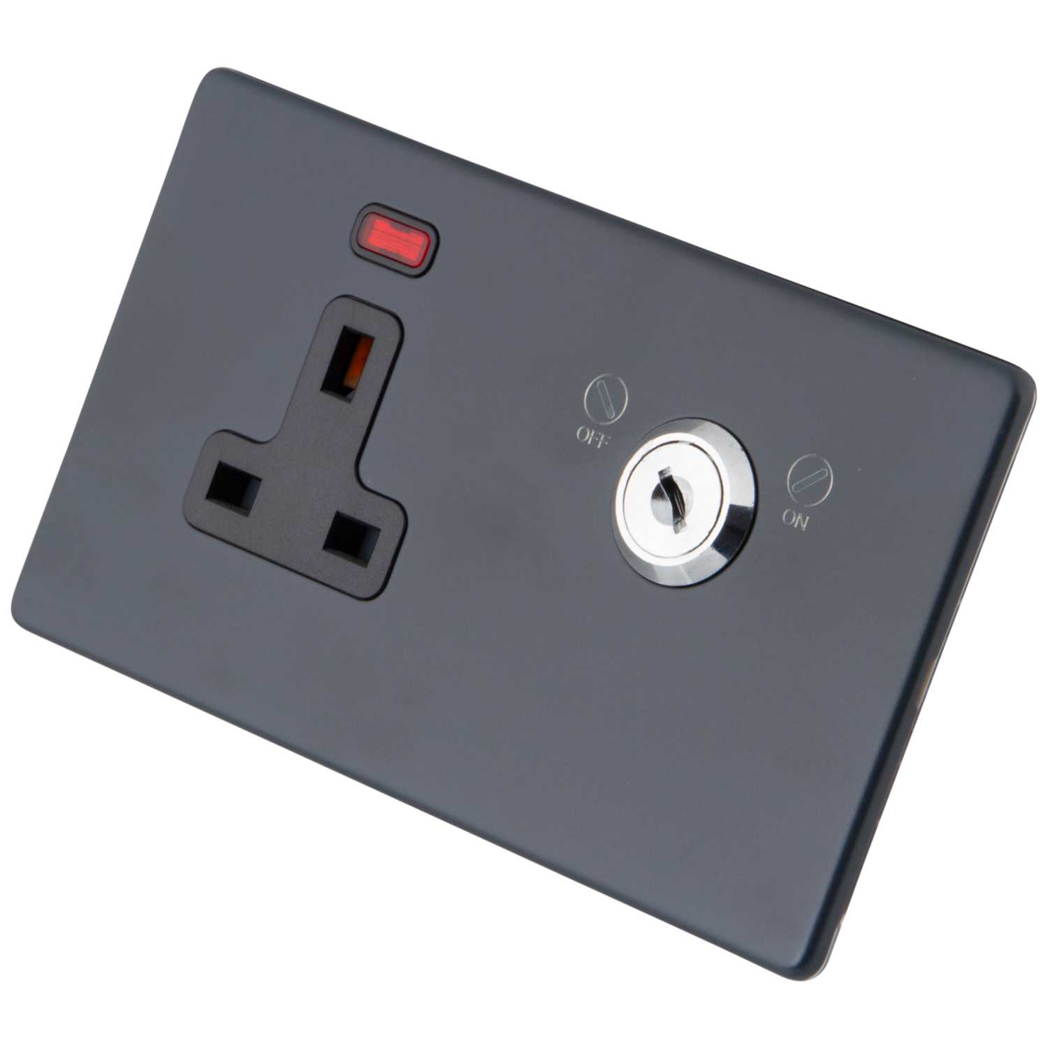 M2 Decorative Screwless 13A DP Key Lockable Socket Black Insert Granite ...