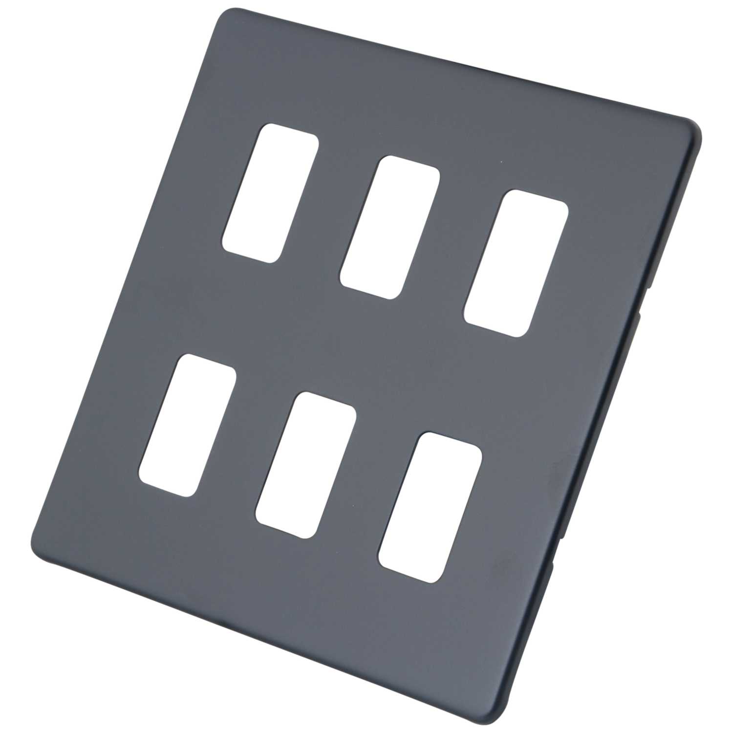 M2 Decorative Screwless 6 Gang Grid Front Plate Granite Blue (6603-354 ...