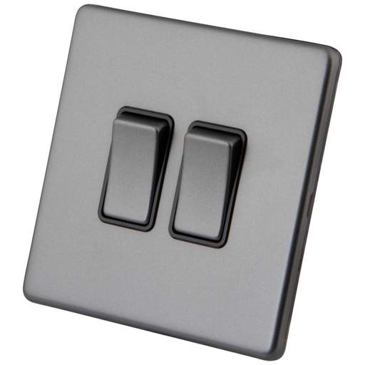 M2 Decorative Screwless 10A 2 Gang 2 Way Light Switch Black Insert ...
