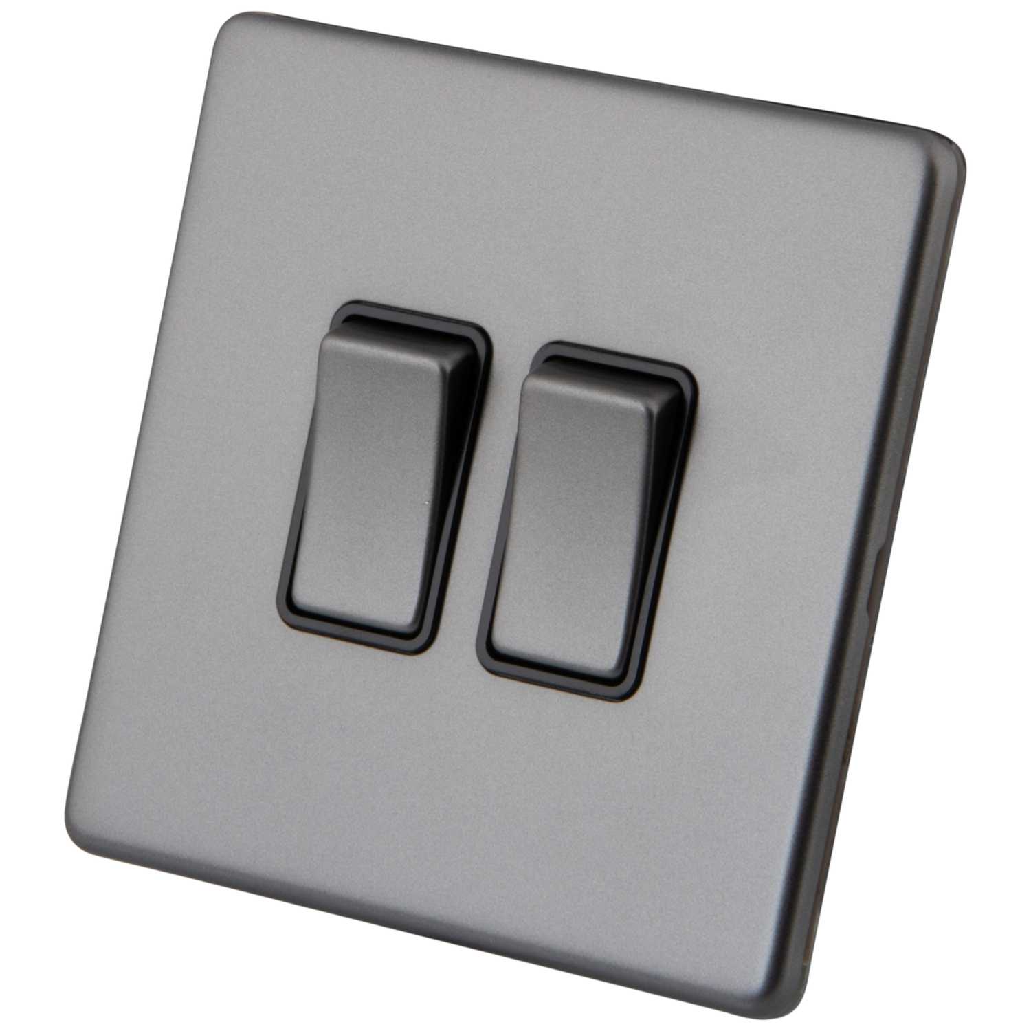 M2 Decorative Screwless 10A 2 Gang 2 Way Light Switch Black Insert ...