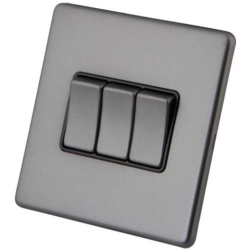 M2 Decorative Screwless 10A 3 Gang 2 Way Light Switch Black Insert ...