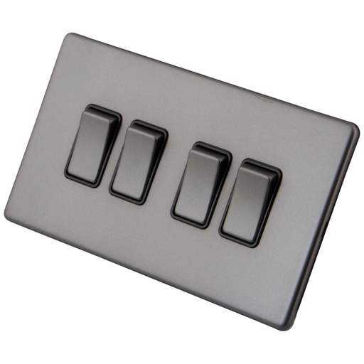 M2 Decorative Screwless 10A 4 Gang 2 Way Light Switch Black Insert ...
