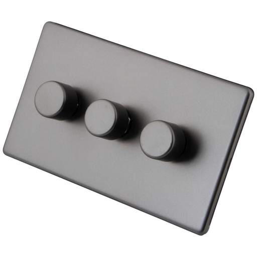 M2 Decorative Screwless 400W 3 Gang Leading Edge LED Dimmer Gunmetal ...