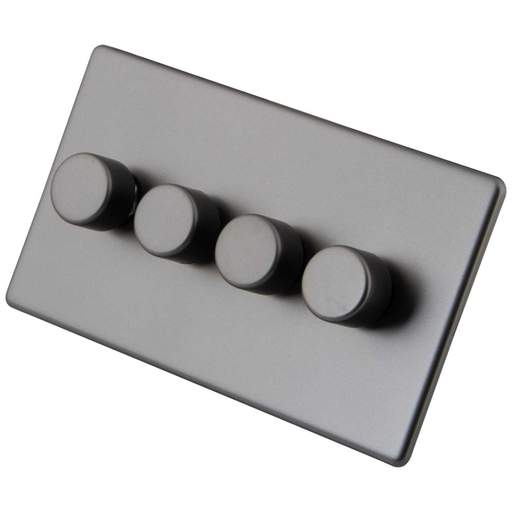 M2 Decorative Screwless 400W 4 Gang Leading Edge LED Dimmer Gunmetal ...
