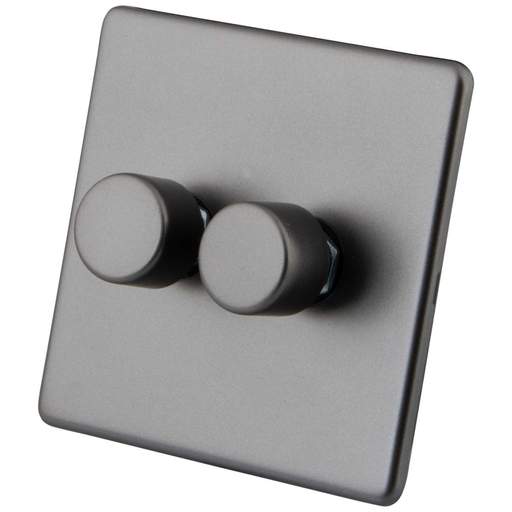 M2 Decorative Screwless 400W 2 Gang Intelligent Dimmer Gunmetal (6604 ...