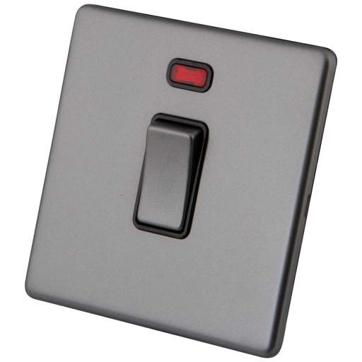 M2 Decorative Screwless 20A DP Switch with Neon Black Insert Gunmetal ...