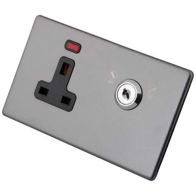 M2 Decorative Screwless 13A DP Key Lockable Socket Black Insert ...