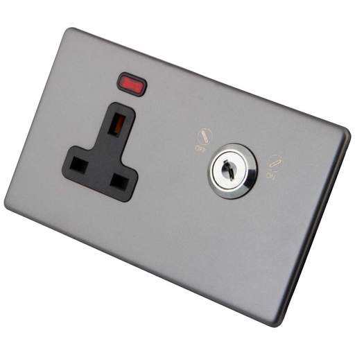 M2 Decorative Screwless 13A DP Key Lockable Socket Black Insert ...